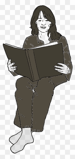 Teen Girl Reading Book Clip Art