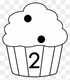 Birthday Cupcake Black And White Clipart