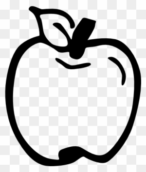 Black, Apple, Food, Fruit, Outline, Drawing, White - Line Drawing Of ...