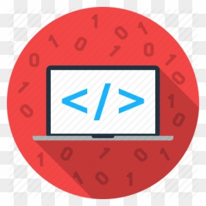 Coding Flat Icon With Long Shadow On Blue Circle Background - Coding ...