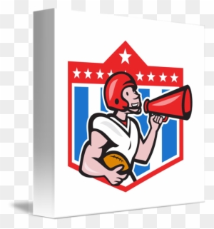 American Football Bullhorn Shield Grayscale Card - Free Transparent PNG ...