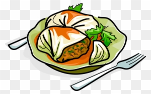 Vector Illustration Of Russian Cuisine Garnished Fried - Dinner Clipart ...
