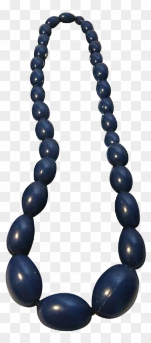 Big Bold 60's Navy Blue Graduated Bead Necklace, Vintage - Bead - Full ...