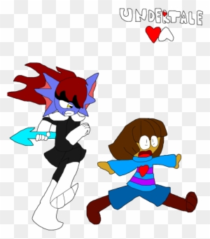 Undertale-undyne Chasing Frisk By Minecraftfan11scr - Cartoon - Free ...