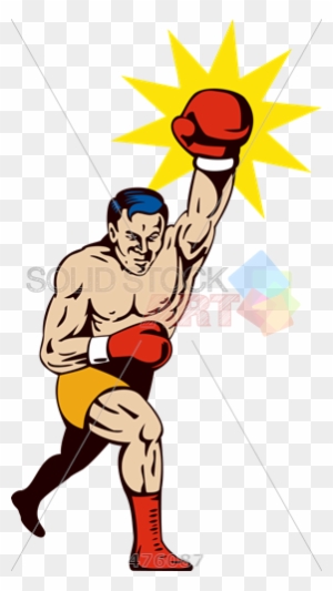 Cartoon Illustration Of Boxer Punching To The Front - Boxing - Free ...