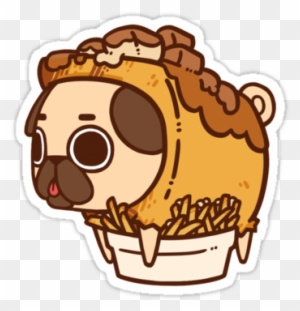 "puglie Poutine" Stickers By Puglie Pug Redbubble - Pug And Food ...
