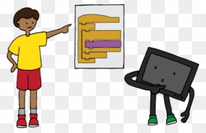 Cartoon Kid Showing Scratch Program To Computer - Computer - Free ...