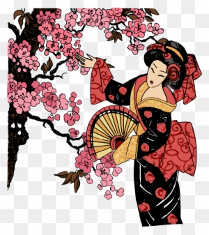 Japan Geisha T-shirt Graphic Design Illustration - Japanese Geisha Png ...
