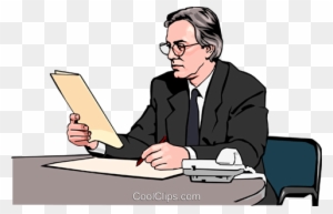 Businessman Reviewing Document Royalty Free Vector - Primary School ...