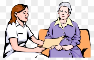 Vector Illustration Of Health Care Nurse With Elderly - Cartoon - Free ...