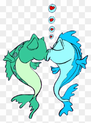 Kissing Clipart Fish - Cartoon Fish In Love - Free Transparent PNG ...