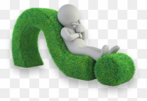 Cartoon Man Thinking While Laying On A Green Question - Green Question ...