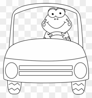 Black And White Frog Driving A Car Clip Art - Frog In Car Clip Art ...