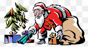 Santa Putting Presents Under The Christmas Tree Clipart - Draw A ...