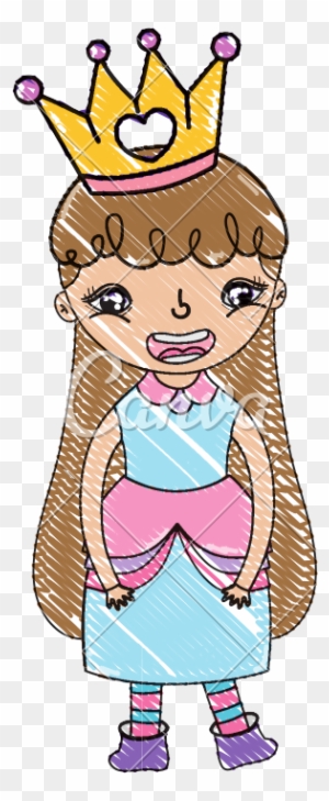 Grated Girl Queen With Dress And Crown Accessory - Illustration - Free ...