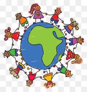 Happy Children Holding Hands Around The Globe Sticker - Peace Around ...