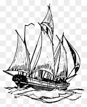Colorable Sailboat Line Art - Sailboat Clipart Black And White - Free ...