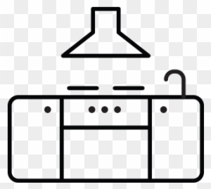 Fully Equipped Commercial Kitchen - Line Art - Free Transparent PNG ...