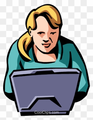 Woman Working On A Laptop Royalty Free Vector Clip - Woman Working On A ...