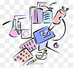 Science Equipment With Microscope And Beakers Illustration - Laboratory ...