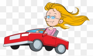 Brunette Female Driver - Woman Driving Car Cartoon - Free Transparent ...