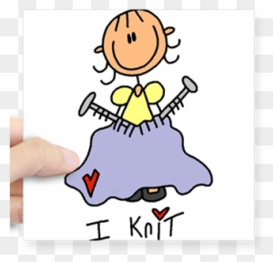 I Knit Stick Figure Square Sticker - Knit Tote Bag, Adult Unisex ...