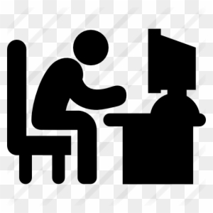 Man Computer Clipart Work Working Office Workplace - Work Desk Icon ...