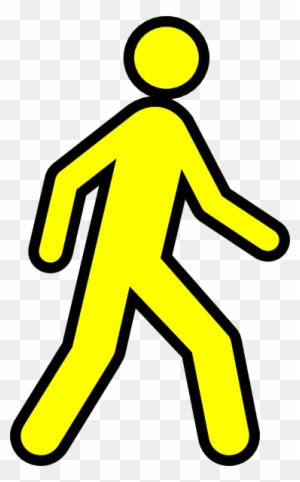 Yellow Walking Man With Black Outline Clip Art - Traffic Sign - Free ...
