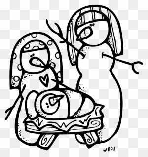 Melonheadz Mary With Jesus Clipart - Snowman And Jesus Black And White ...
