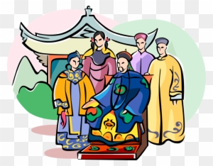 Vector Illustration Of Chinese Emperor And Imperial - Illustration ...