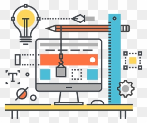 Vector Drawing Of A Computer With Design Elements - App Development ...