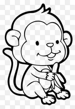 Chimp Drawing Outline Clipart Freeuse Download - Monkey With Banana ...