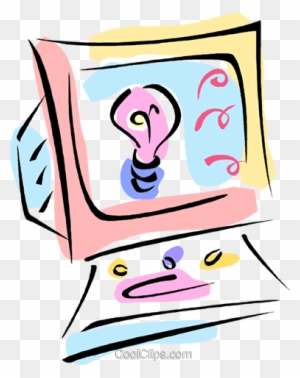 Computer Screen With Idea Light Bulb Royalty Free Vector - Computer ...