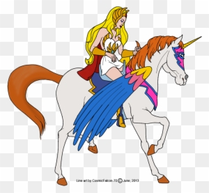 She Ra And Swifty Colored - She Ra And Swiftwind - Full Size PNG ...