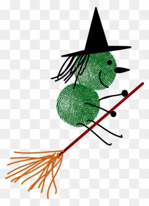 Thumbprint And Finger Witch Halloween - Thumb Print Halloween Art ...