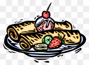 Vector Illustration Of Thin Wheat Flour Pancake Crêpe - Crepes Clip Art ...