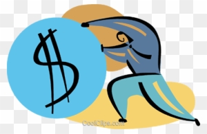 Businessman Pushing Money Symbol Royalty Free Vector - Illustration ...