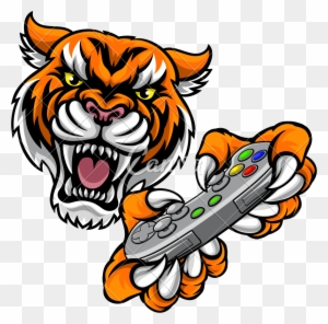 Tiger Gamer Player Mascot - Games Tiger Logo - Free Transparent PNG ...