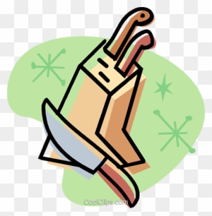 Knives In A Wooden Block Royalty Free Vector Clip Art - Kitchen Knife ...