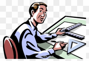 Person Working At A Drafting Table Royalty Free Vector - Person Working ...