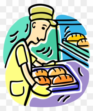 Vector Illustration Of Retail Bakery Baker Rolls And - Chef Baking ...