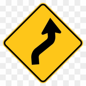 Reverse Curve Right Warning Trail Sign Yellow - Sideways T Road Sign ...
