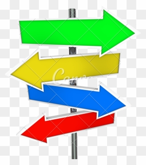 Arrow Direction Signs Four 4 Colorful Guide Post Copyspace - Advanced ...