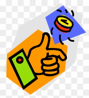 Vector Illustration Of Businessman Flipping Coin Currency - Flipping A ...