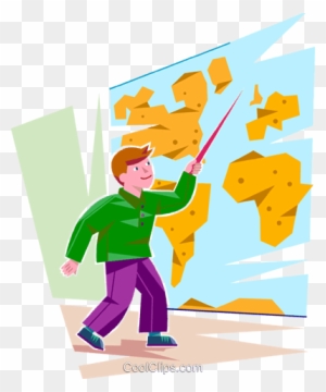 Student Pointing To A Location On A Map Royalty Free - Student With Map ...