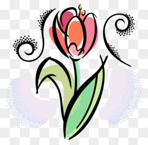 Vector Illustration Of Spring Tulip Flower In Full - Tulip Clipart ...