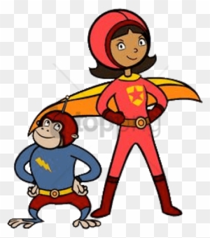 Free Png Download Wordgirl And Captain Huggy Face Standing - Cartoon ...