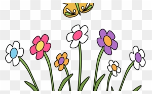 Spring Flowers And Butterflies - Simple Drawing Of Spring Season - Free ...