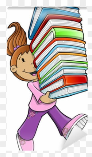 Girl Student Carrying Books Vector Illustration Wall - Carry Books Clip ...
