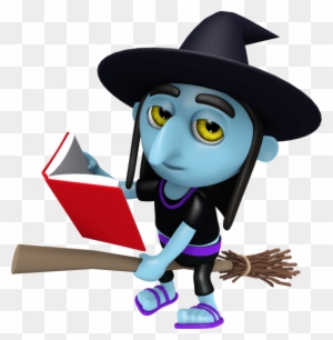 3d Funny Cartoon Halloween Witch Flying On A Broomstick - Bruxa Desenho ...